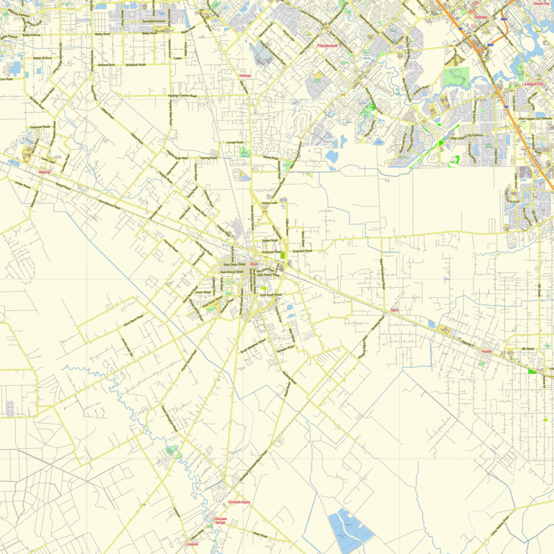 Houston Texas US printable editable layered PDF Vector Map