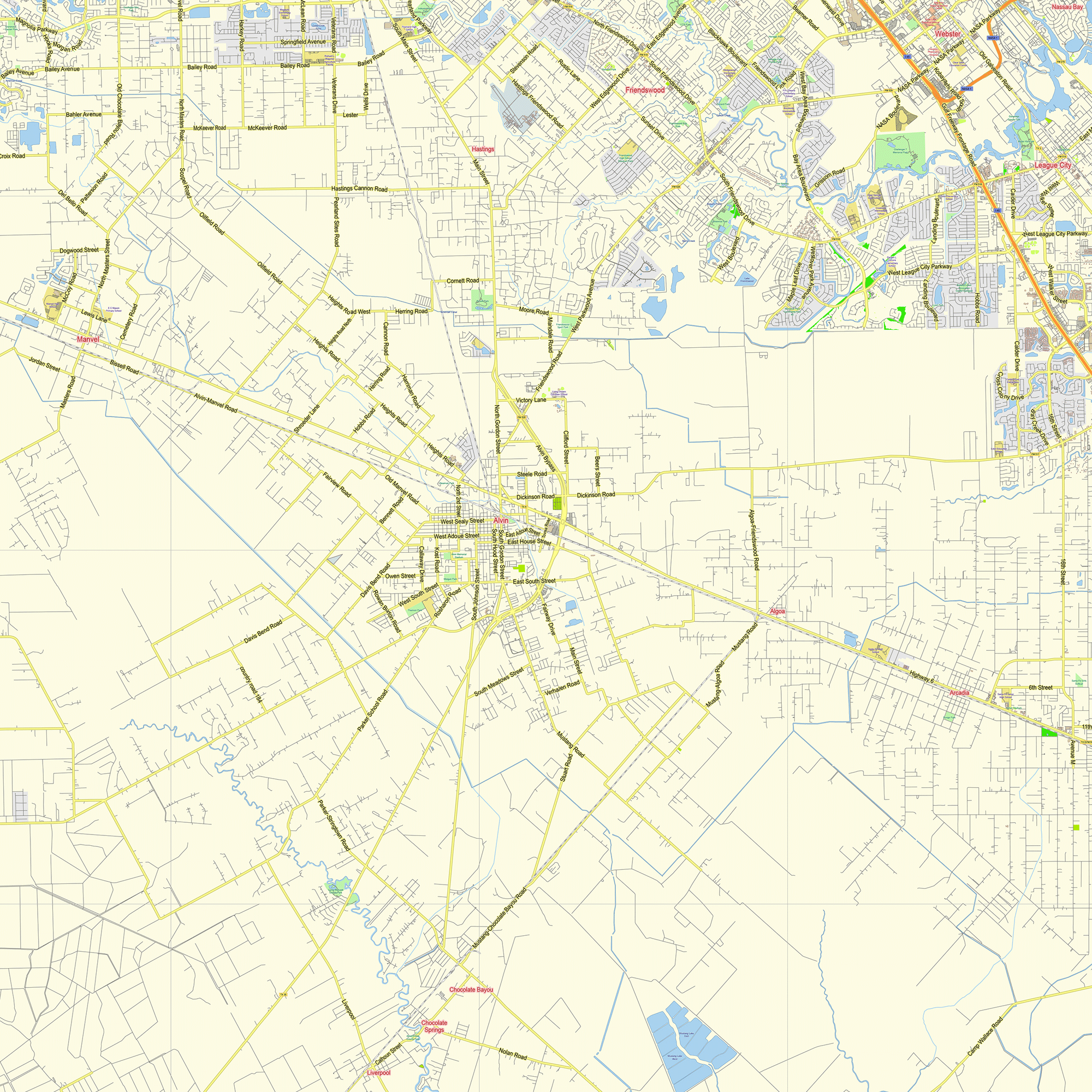 Houston Texas US printable editable layered PDF Vector Map