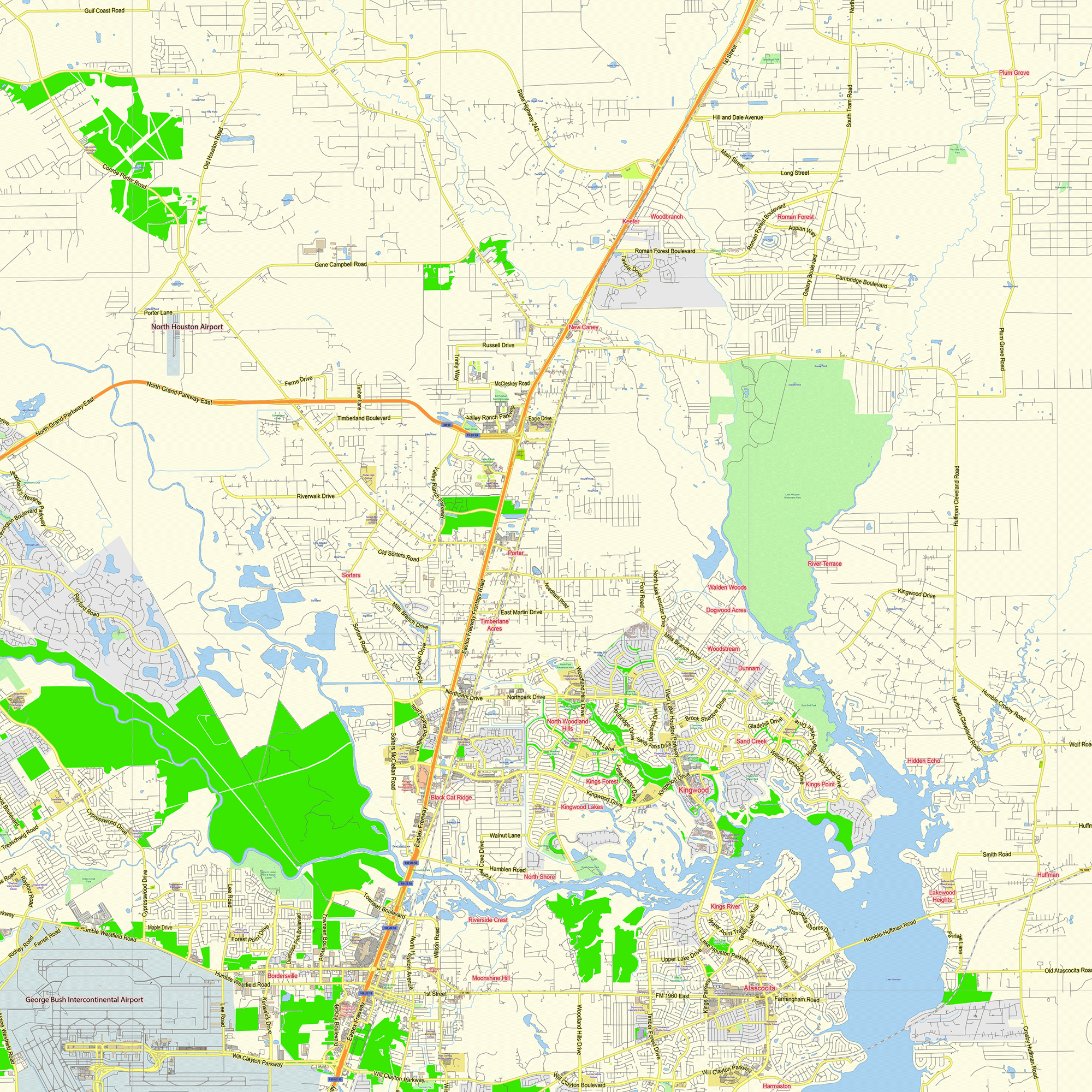 Houston Texas US printable editable layered PDF Vector Map – Maps in ...