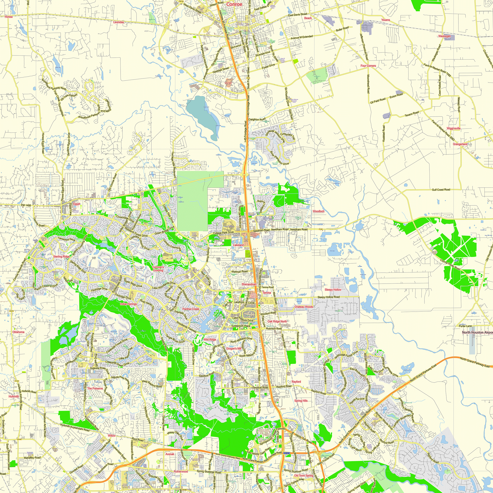 Houston Texas US printable editable layered PDF Vector Map