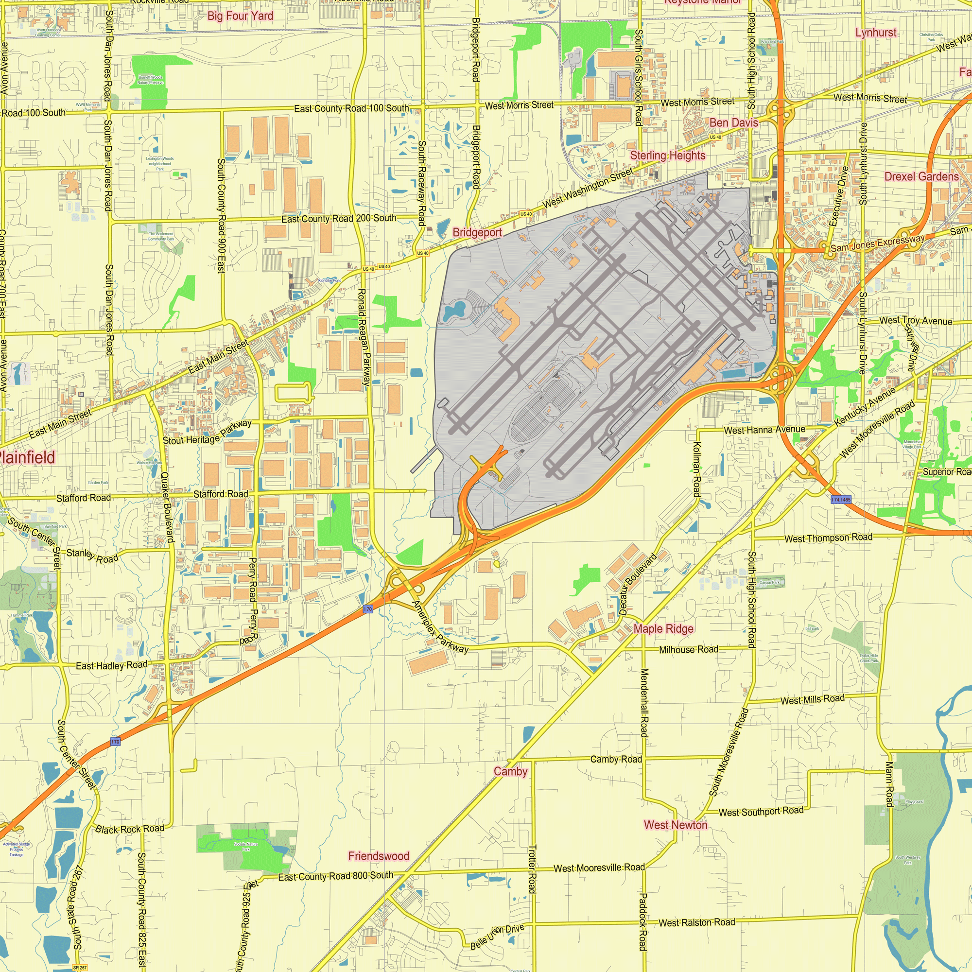 Indianapolis Indiana printable editable layered PDF Vector Map v.1 ...
