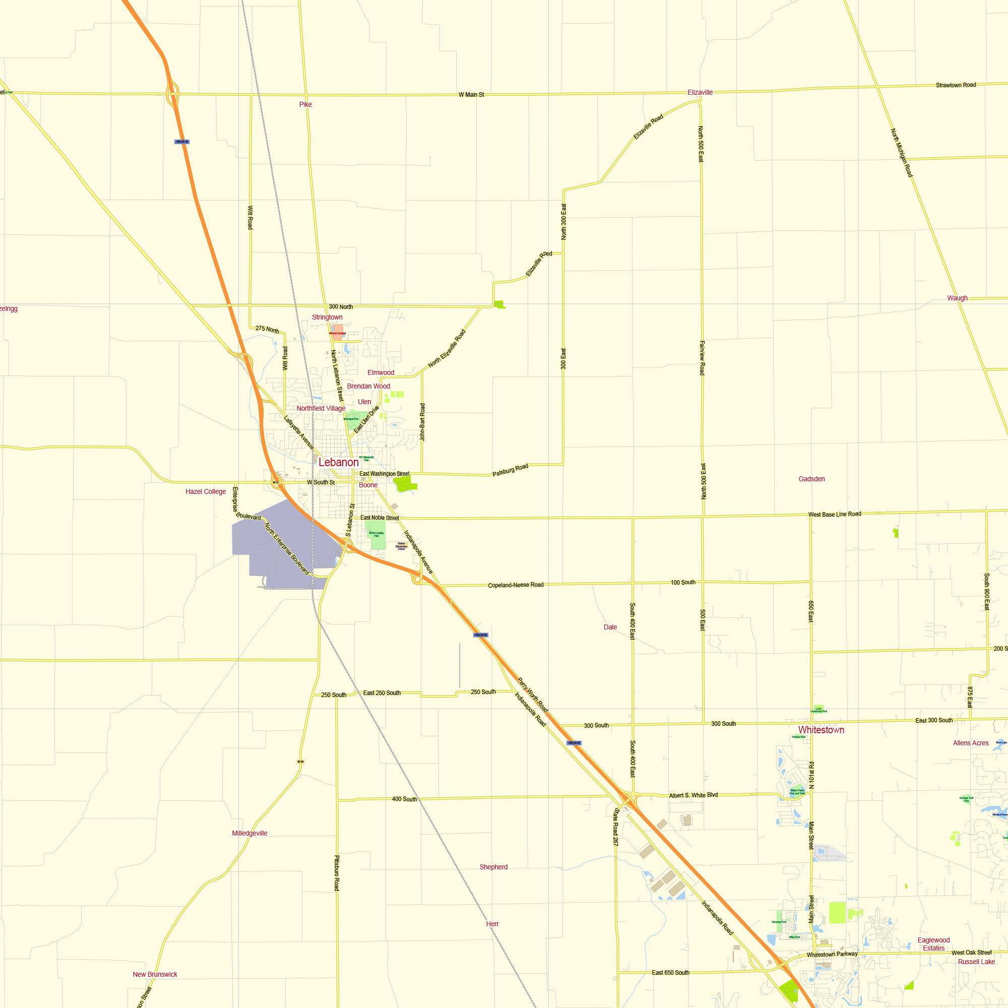 Indianapolis Indiana US printable editable layered PDF Vector Map v.2 ...