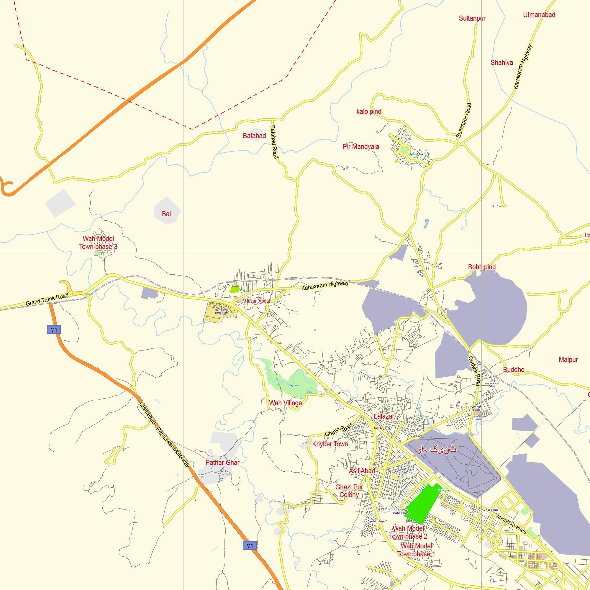 Islamabad Rawalpindi Pakistan printable editable layered PDF Vector Map ...