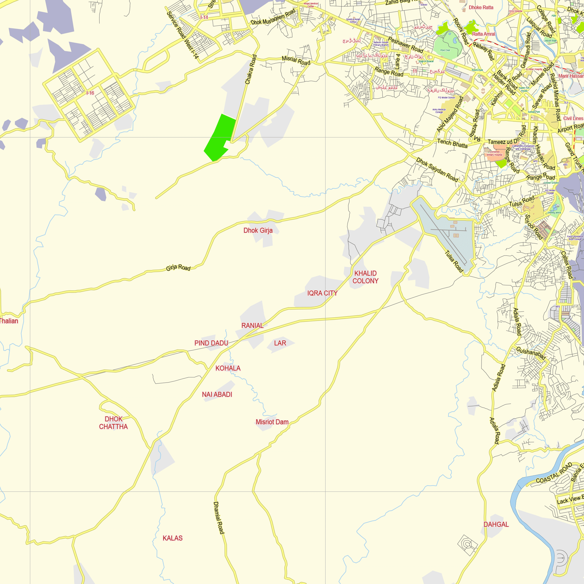 Islamabad Rawalpindi Pakistan printable editable layered PDF Vector Map ...