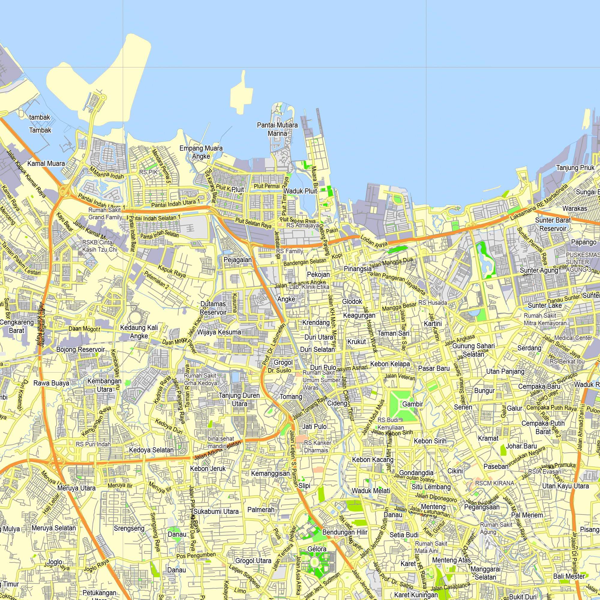 Jakarta Indonesia printable editable layered PDF Vector Map – Maps in ...