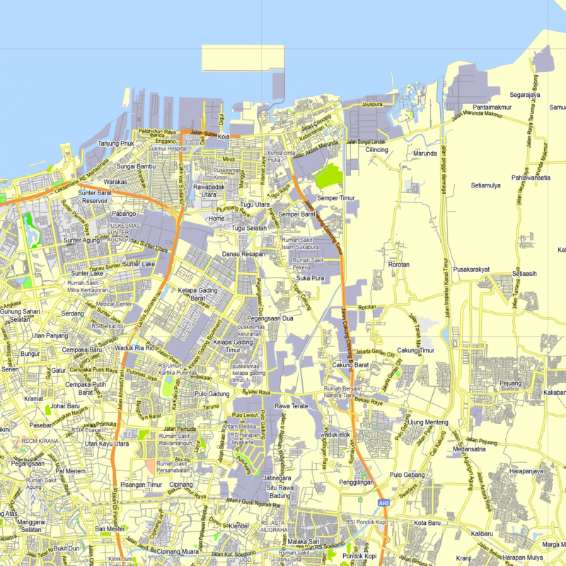 Jakarta Indonesia printable editable layered PDF Vector Map – Maps in ...