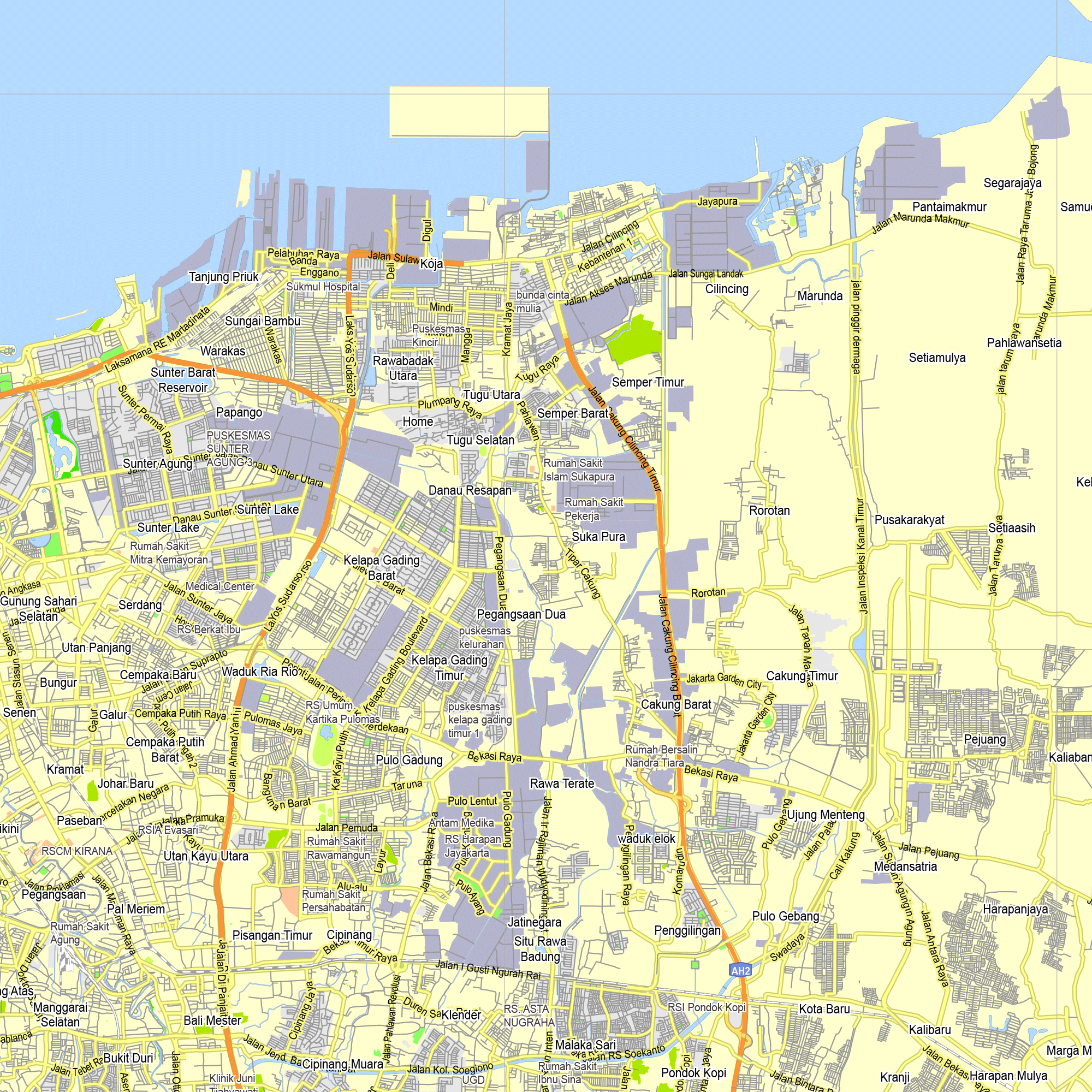 Jakarta Indonesia printable editable layered PDF Vector Map – Maps in ...