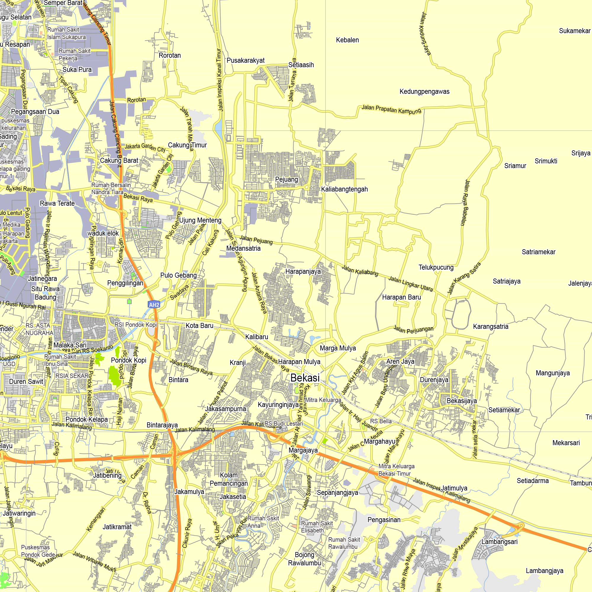 Jakarta Indonesia printable editable layered PDF Vector Map – Maps in ...