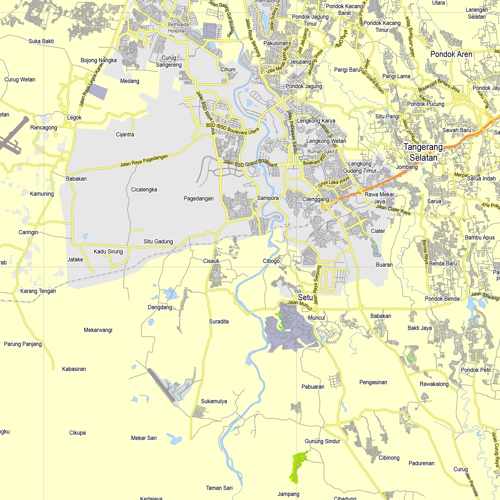 Jakarta Indonesia printable editable layered PDF Vector Map – Maps in ...