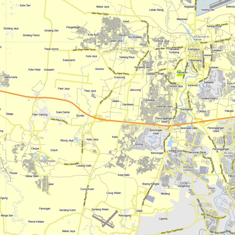Jakarta Indonesia printable editable layered PDF Vector Map – Maps in ...