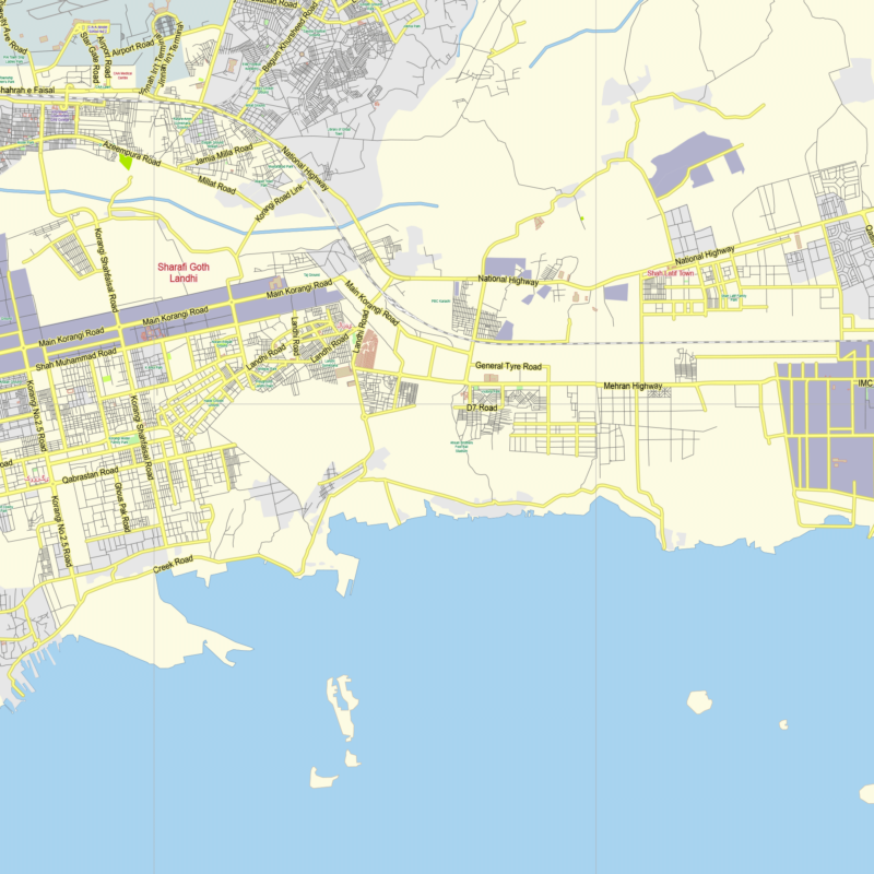 Karachi Pakistan printable editable layered PDF Vector Map – Maps in ...