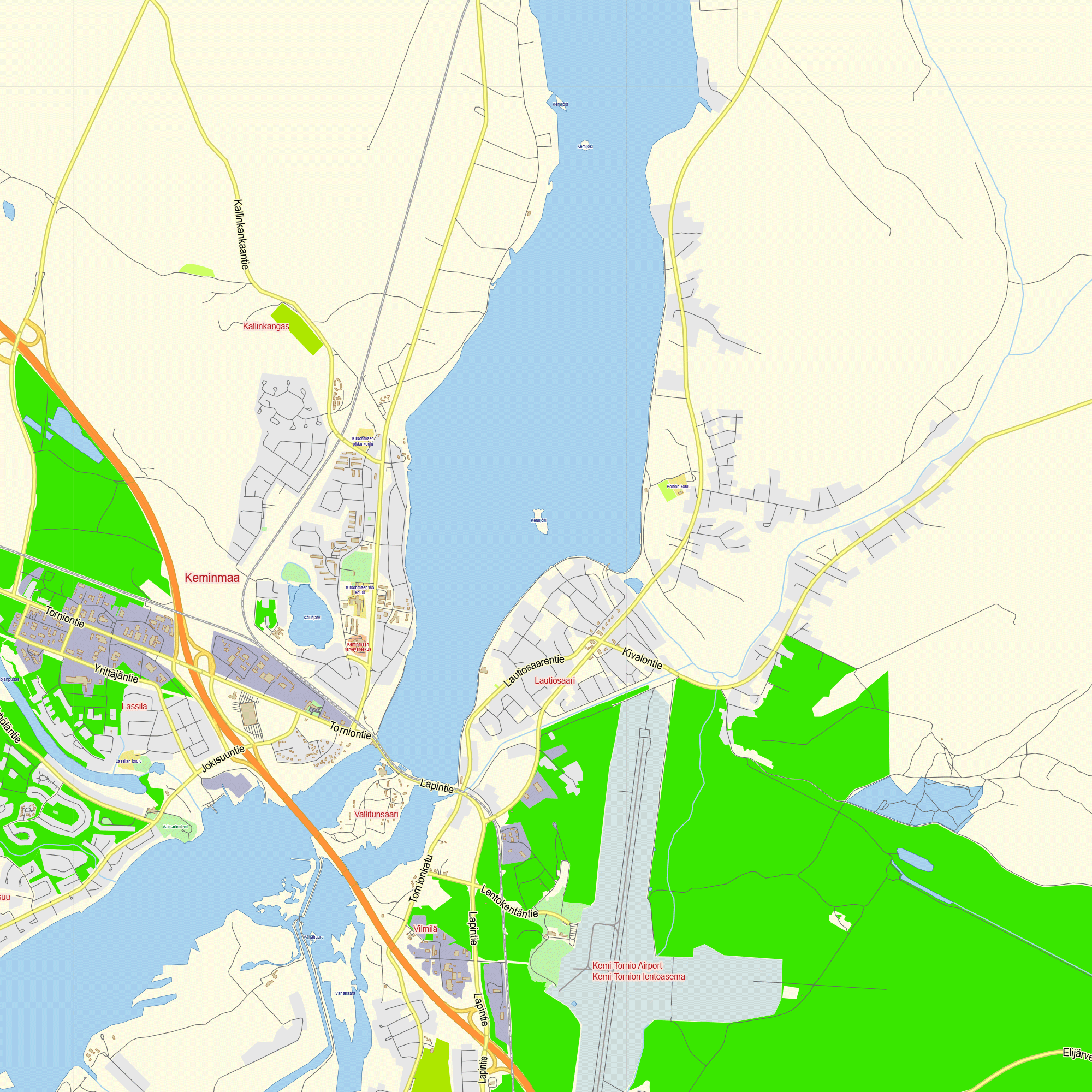 Kemi Tornio Finland printable editable layered PDF Vector Map – Maps in ...