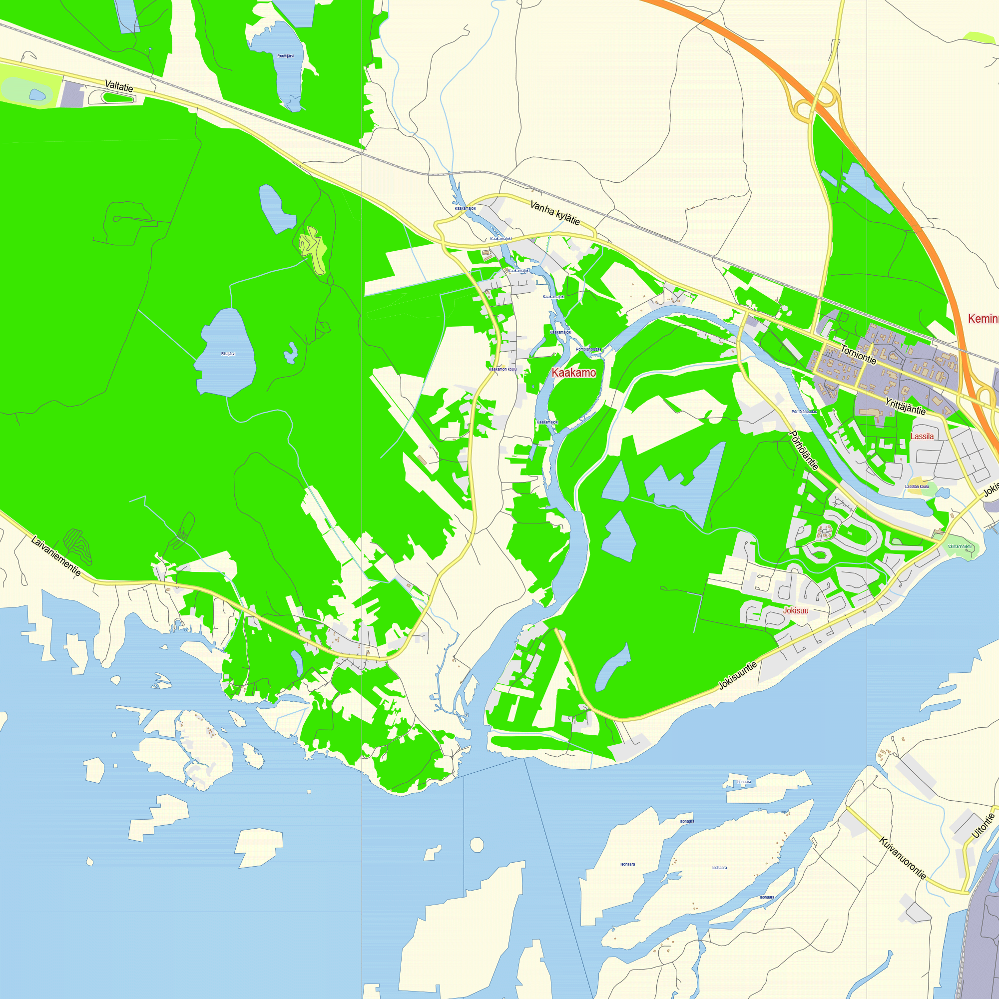 Kemi Tornio Finland printable editable layered PDF Vector Map – Maps in ...
