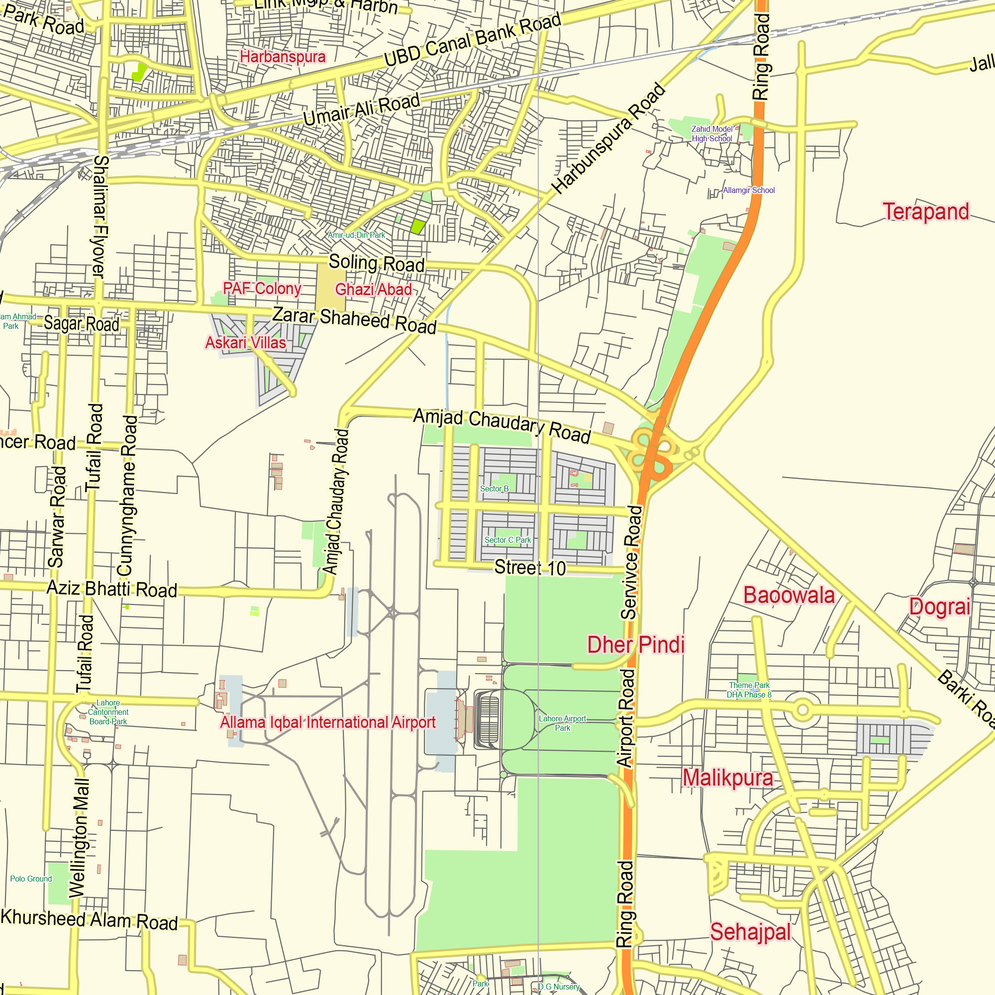 Lahore Pakistan printable editable layered PDF Vector Map – Maps in ...