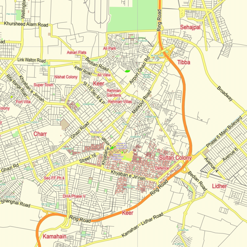 Lahore Pakistan printable editable layered PDF Vector Map – Maps in ...