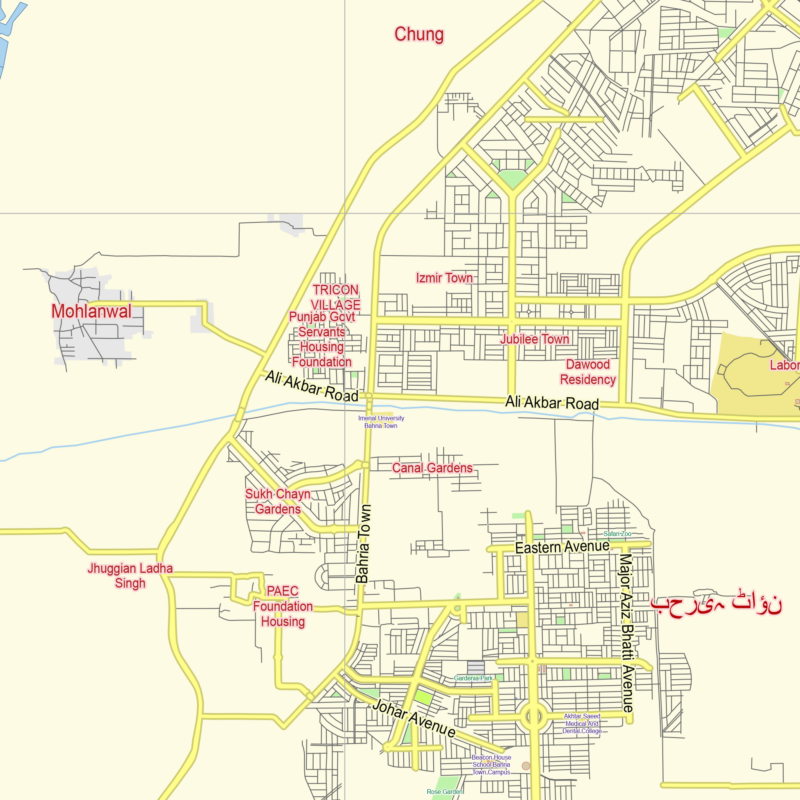 Lahore Pakistan printable editable layered PDF Vector Map – Maps in ...