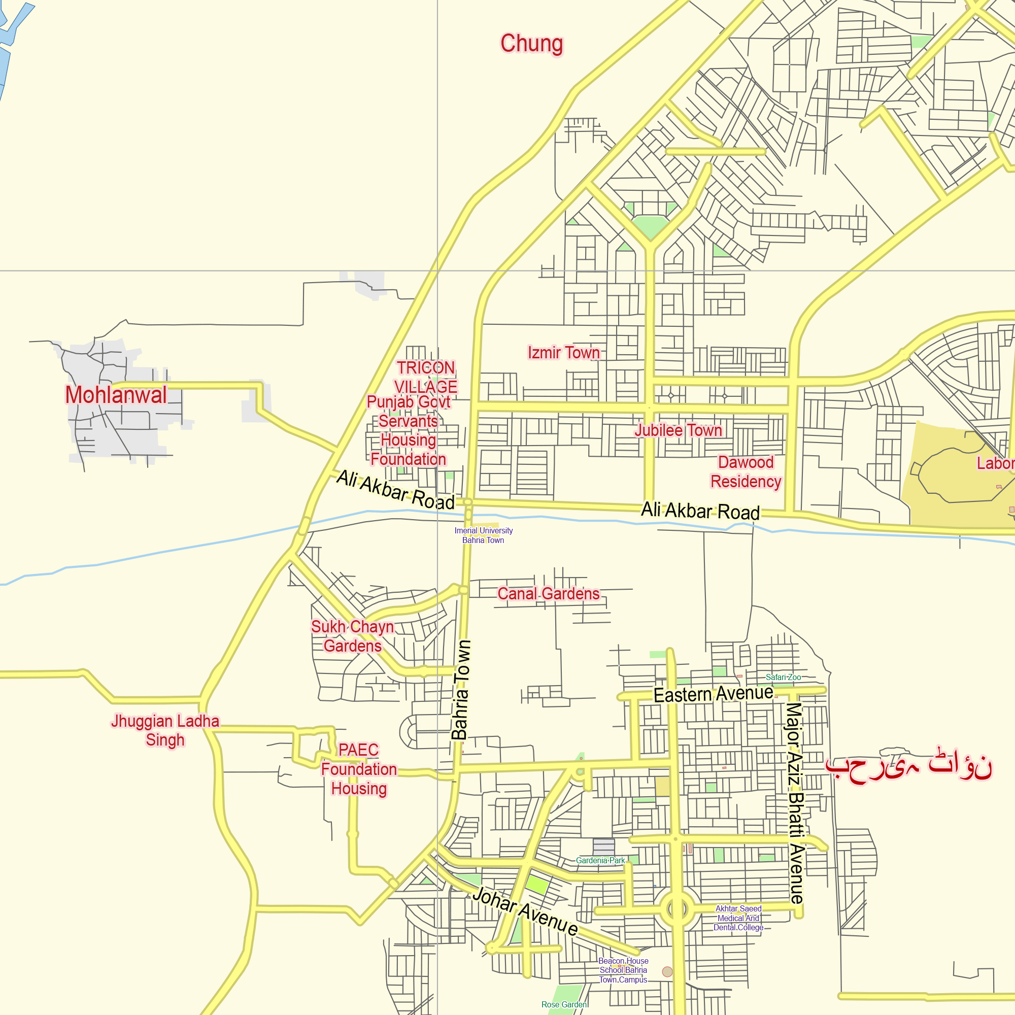 Lahore Pakistan printable editable layered PDF Vector Map – Maps in ...