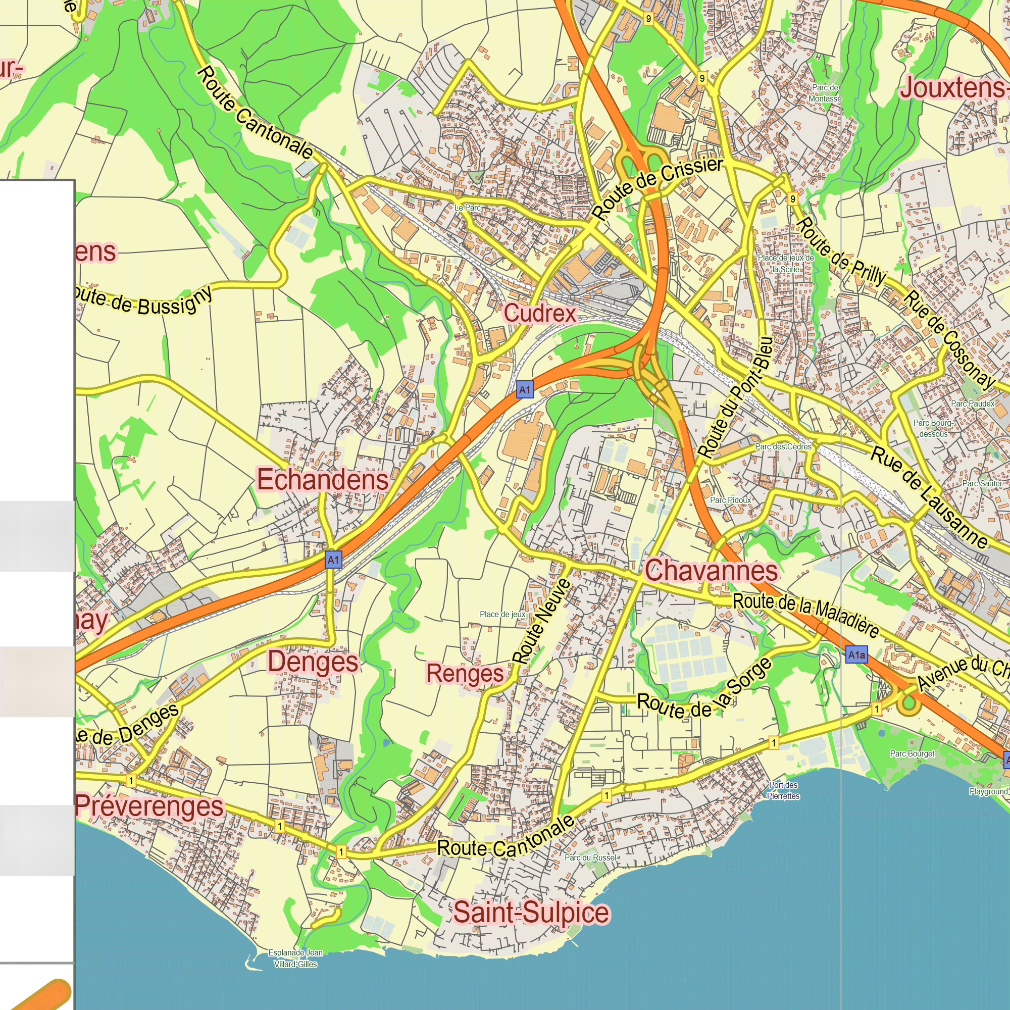 Lausanne Switzerland printable editable layered PDF Vector Map – Maps ...