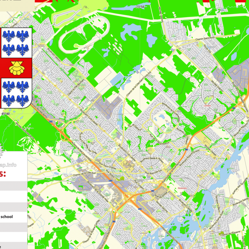 Laval Quebec Canada printable editable layered PDF Vector Map – Maps in ...