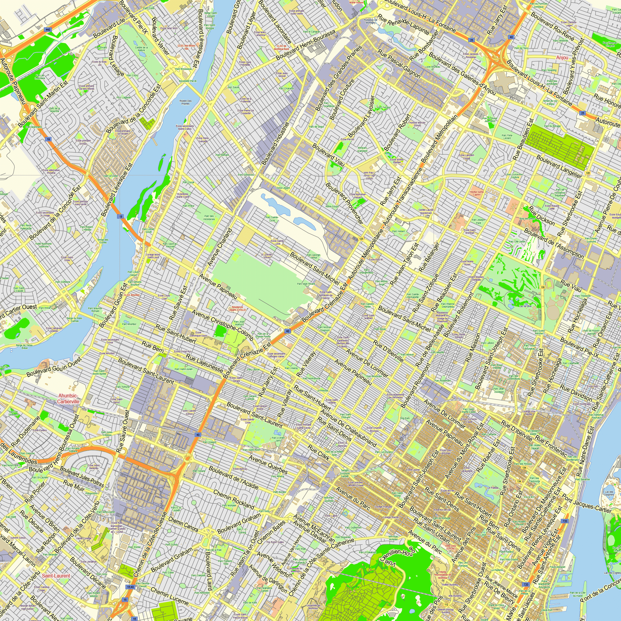 Laval Quebec Canada printable editable layered PDF Vector Map – Maps in ...