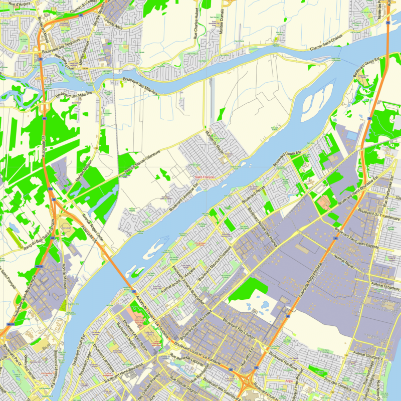 Laval Quebec Canada printable editable layered PDF Vector Map – Maps in ...