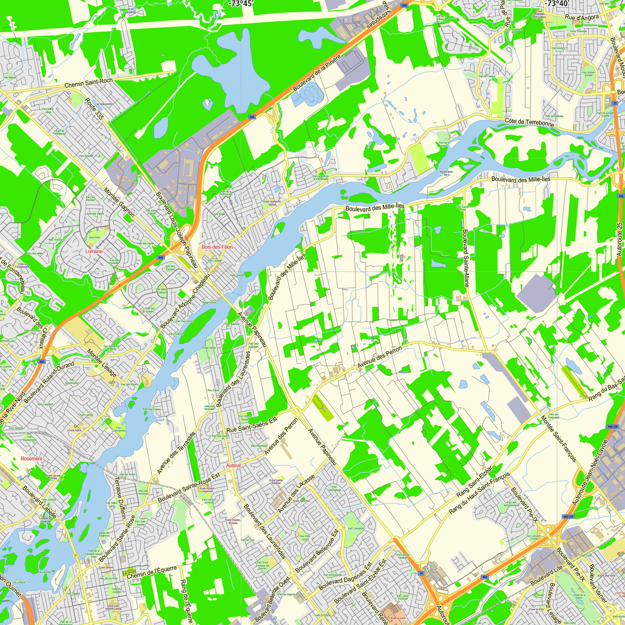 Laval Quebec Canada printable editable layered PDF Vector Map – Maps in ...