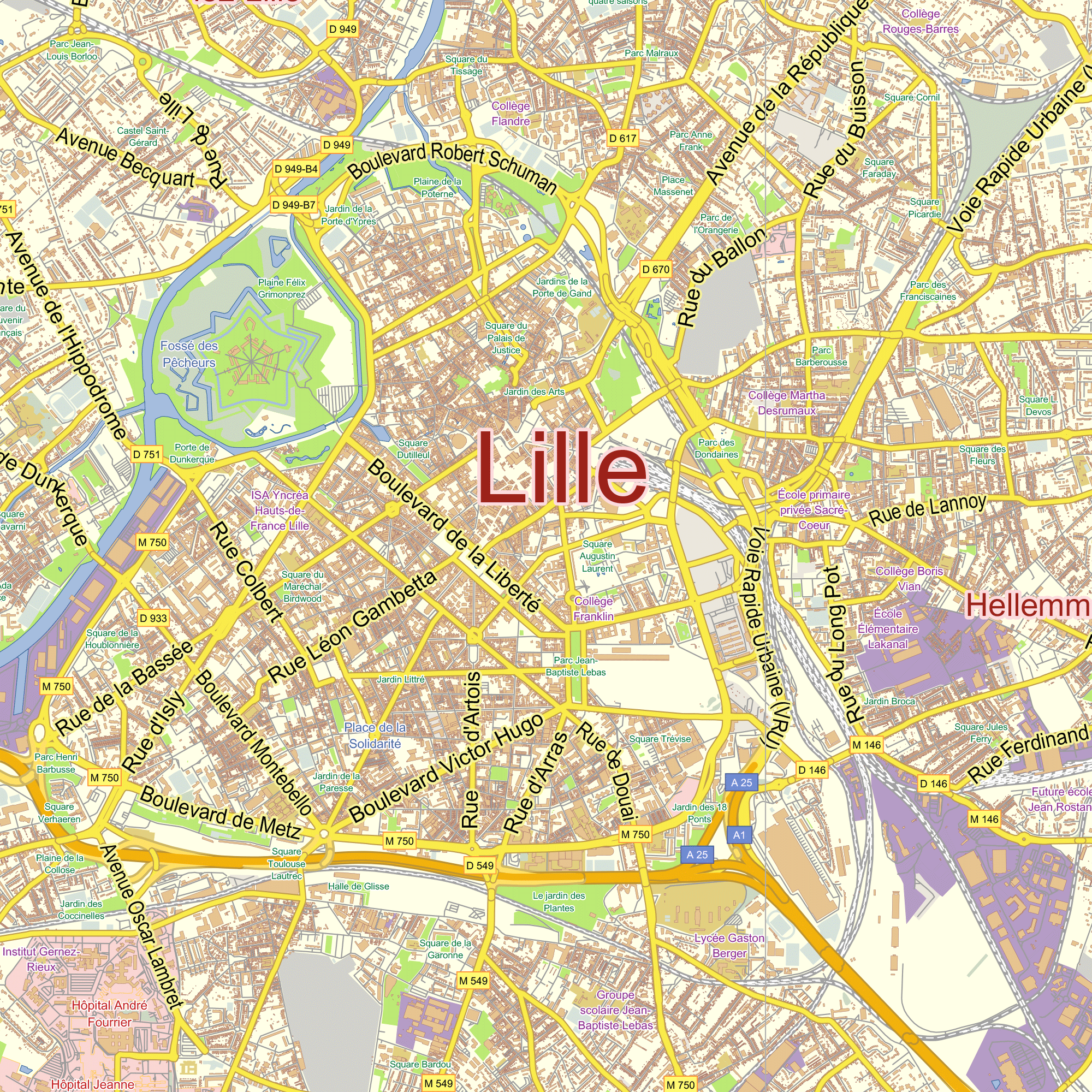 Lille France printable editable layered PDF Vector Map – Maps in Vector ...