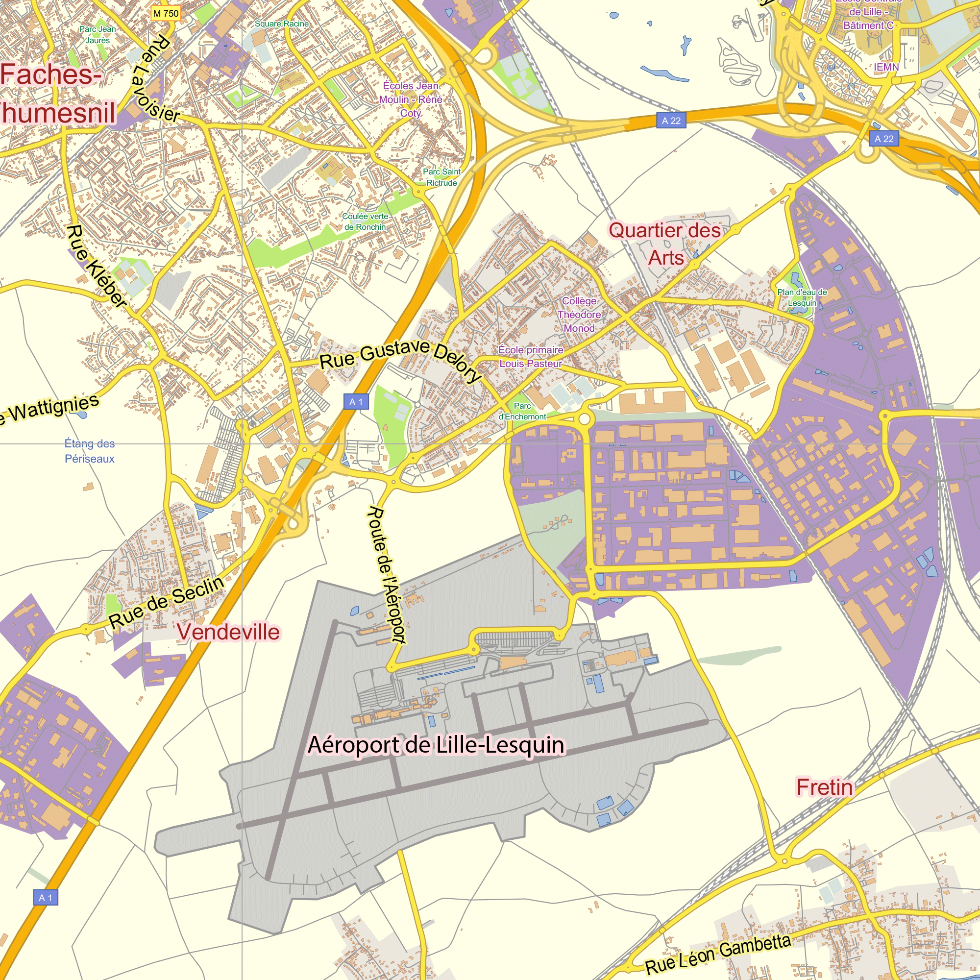 Lille France printable editable layered PDF Vector Map – Maps in Vector ...