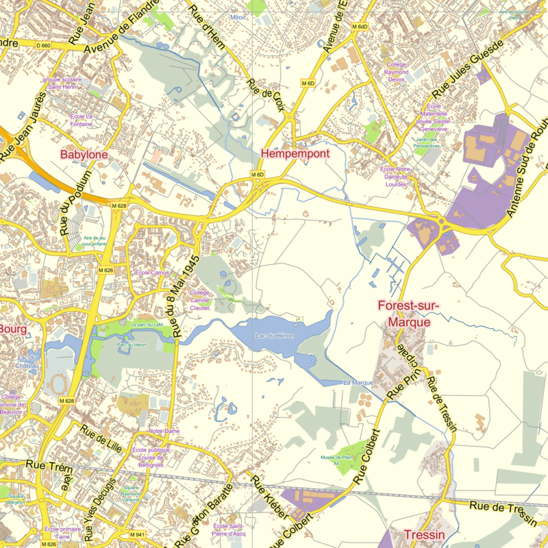 Lille France printable editable layered PDF Vector Map – Maps in Vector ...