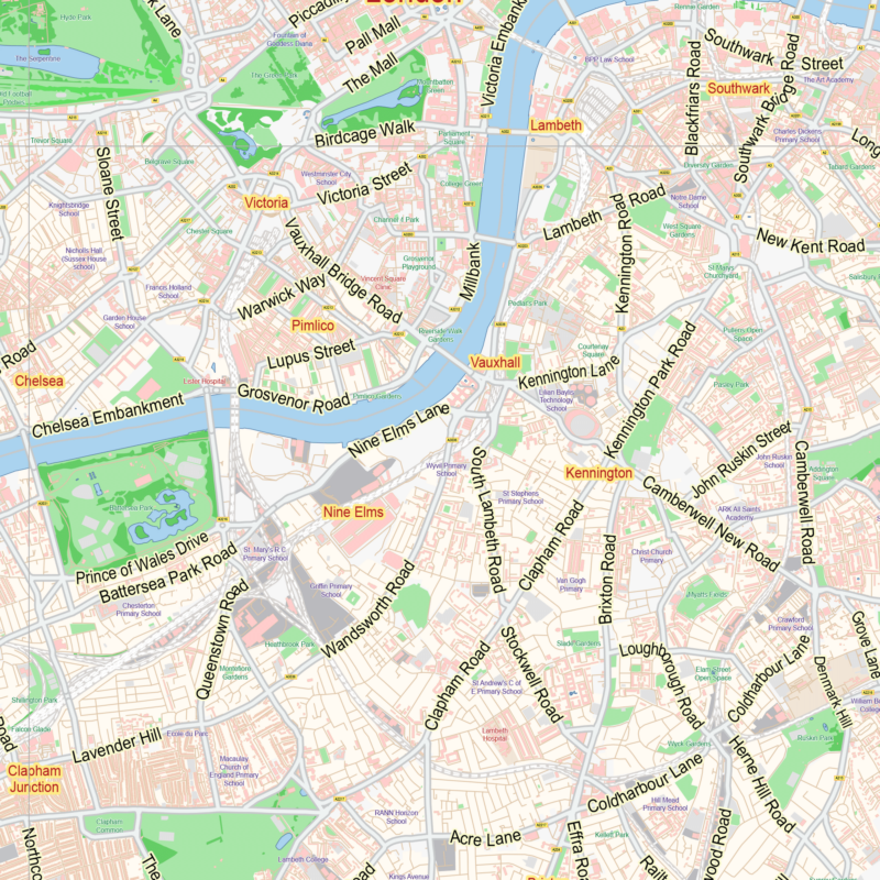 London Center UK printable editable layered PDF Vector Map v.2