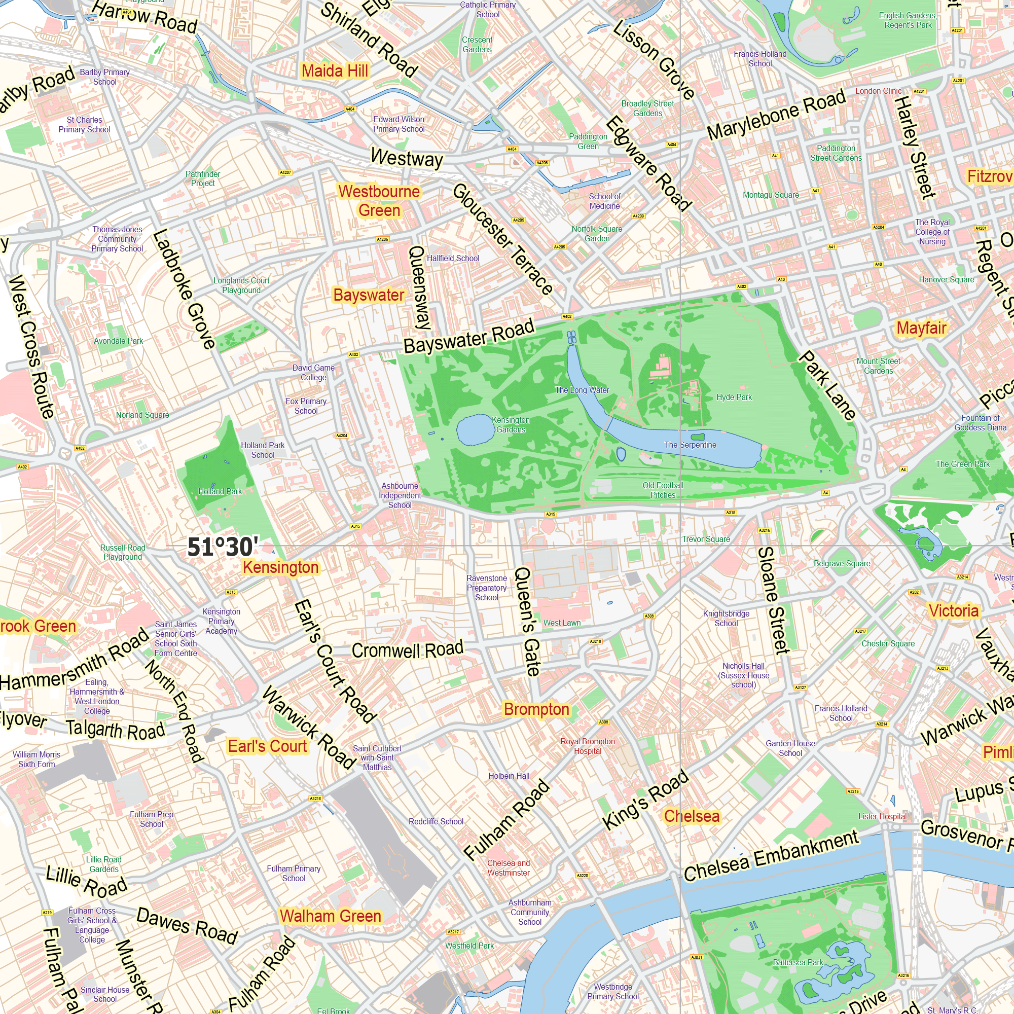 London Center UK printable editable layered PDF Vector Map v.2