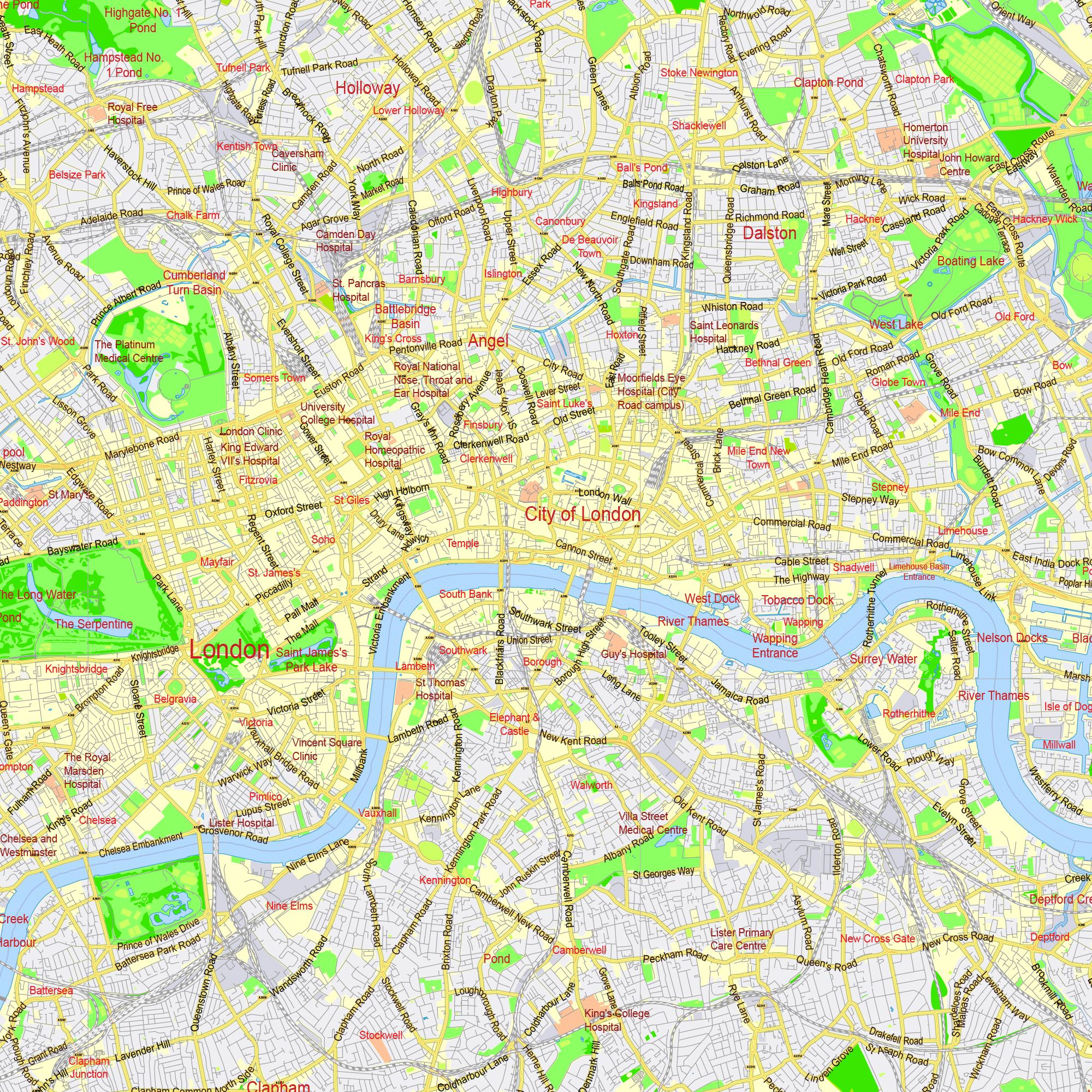London Greater UK printable editable layered PDF Vector Map – Maps in ...