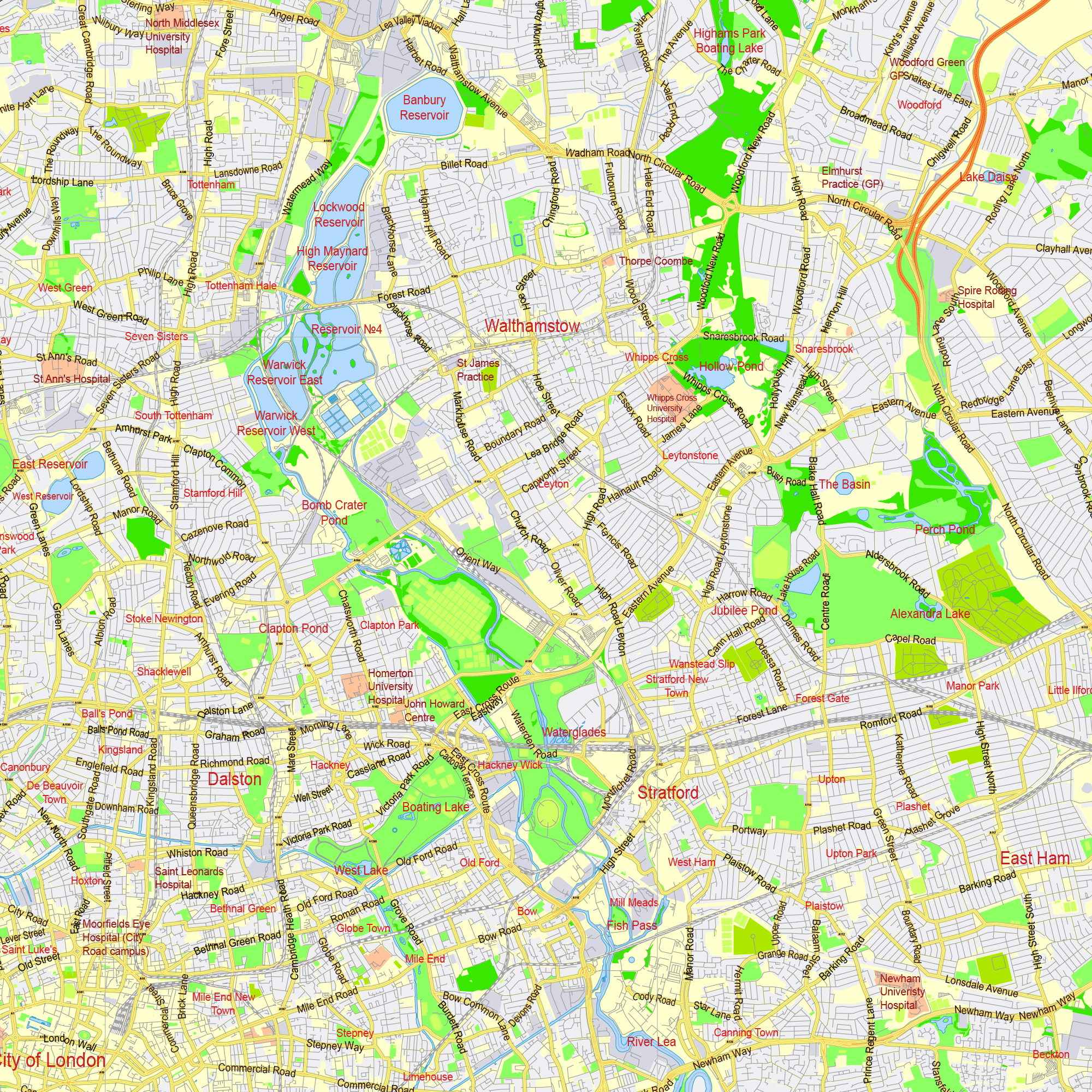 London Greater UK printable editable layered PDF Vector Map – Maps in ...
