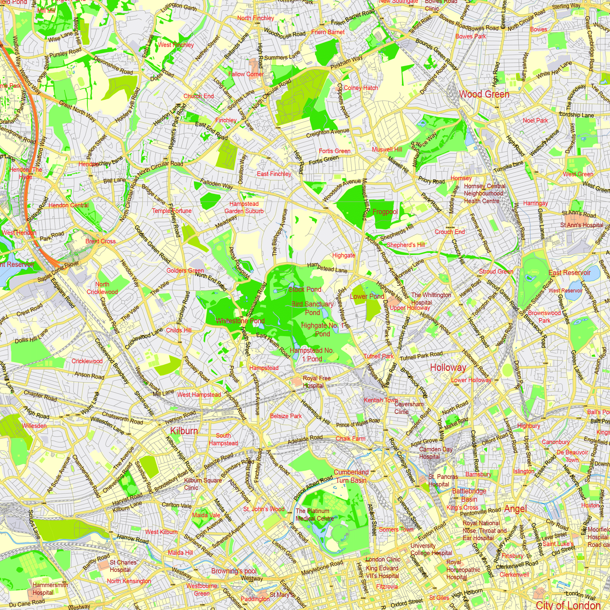 London Greater UK printable editable layered PDF Vector Map – Maps in ...