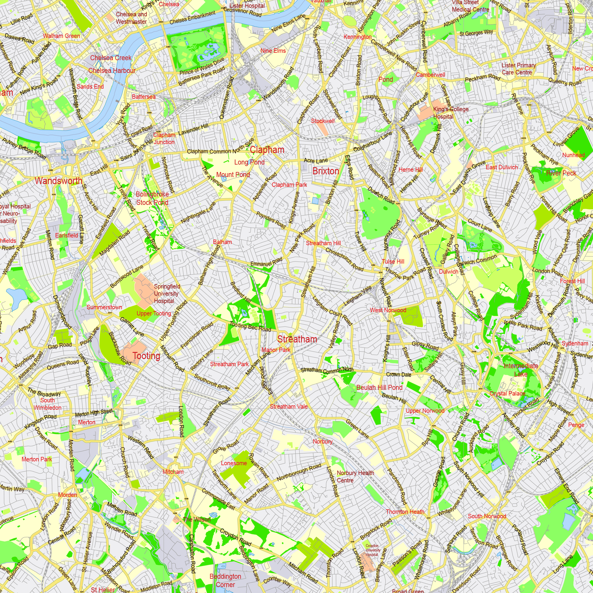 London Greater UK printable editable layered PDF Vector Map – Maps in ...