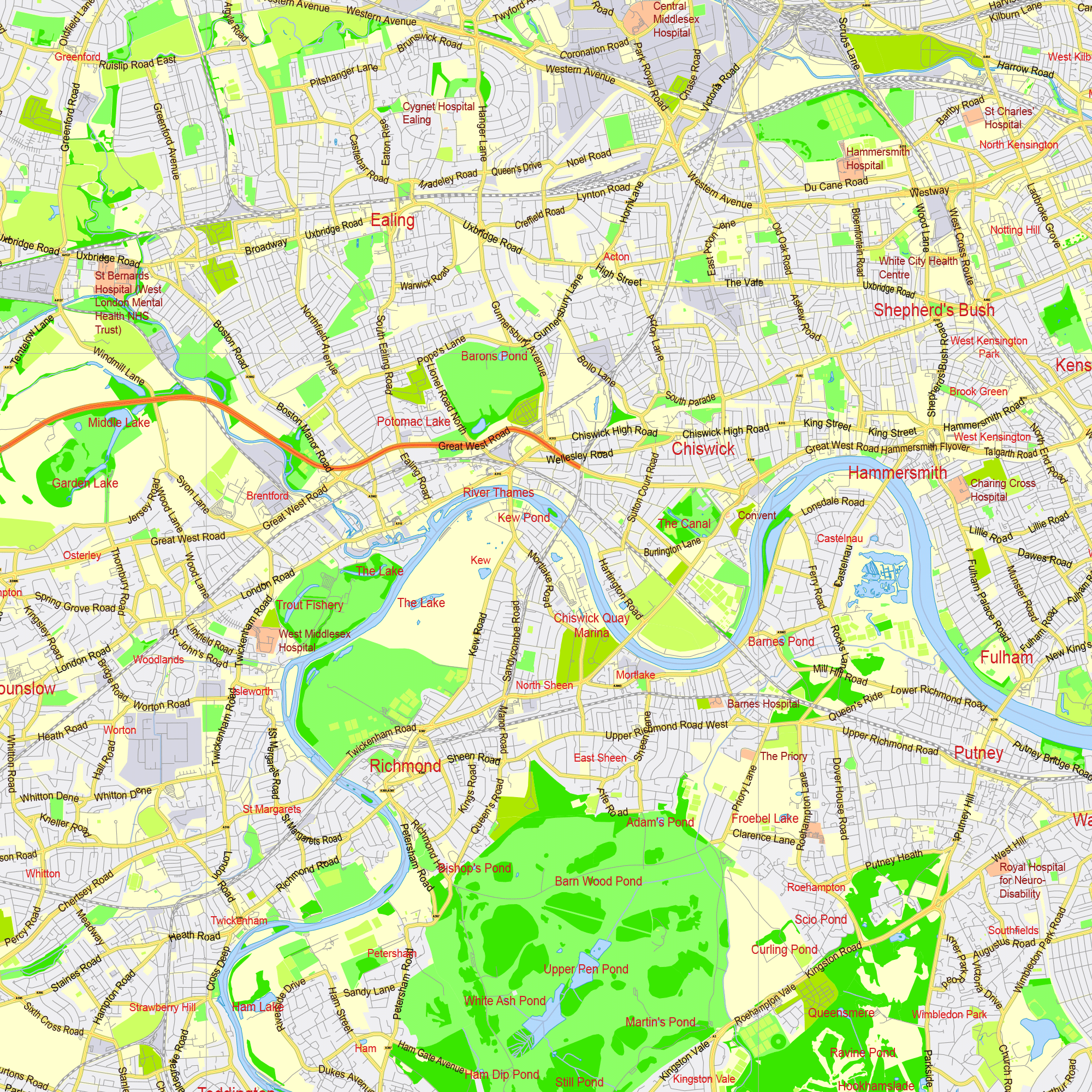 London Greater UK printable editable layered PDF Vector Map – Maps in ...