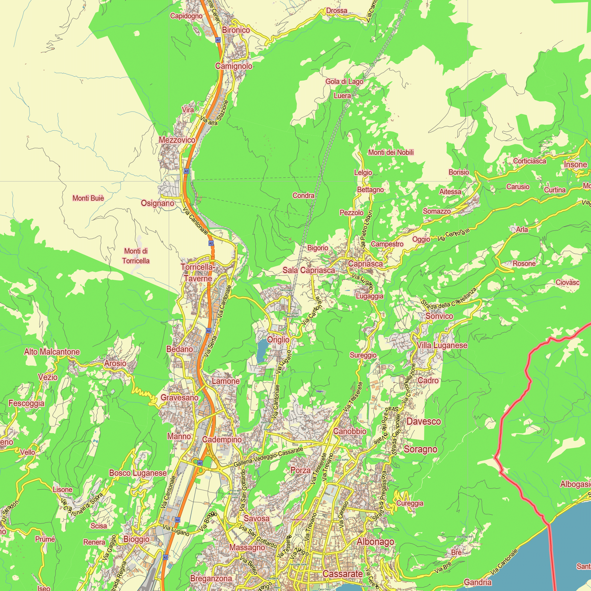 Lugano Switzerland printable editable layered PDF Vector Map – Maps in ...