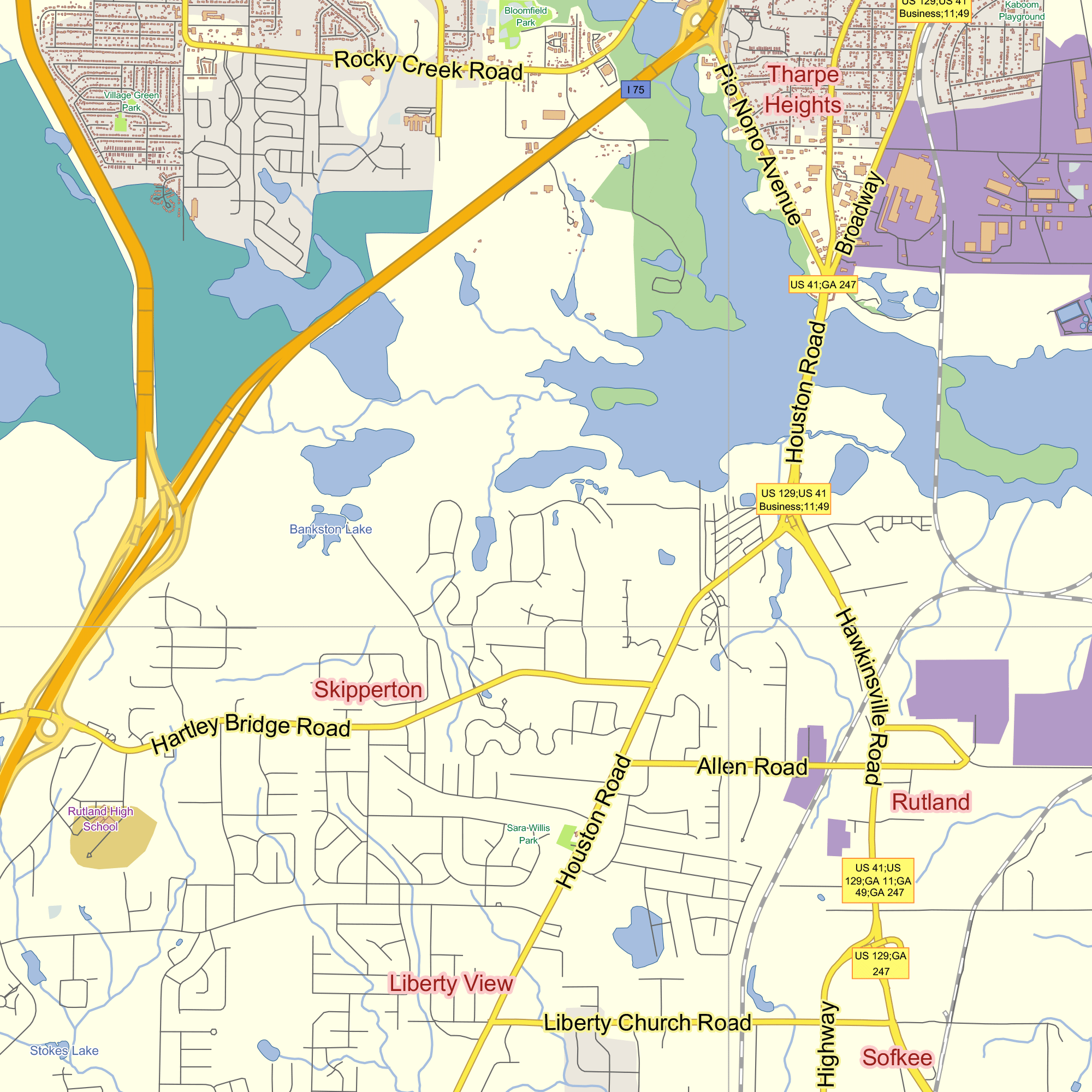 Macon Georgia US printable editable layered PDF Vector Map – Maps in ...