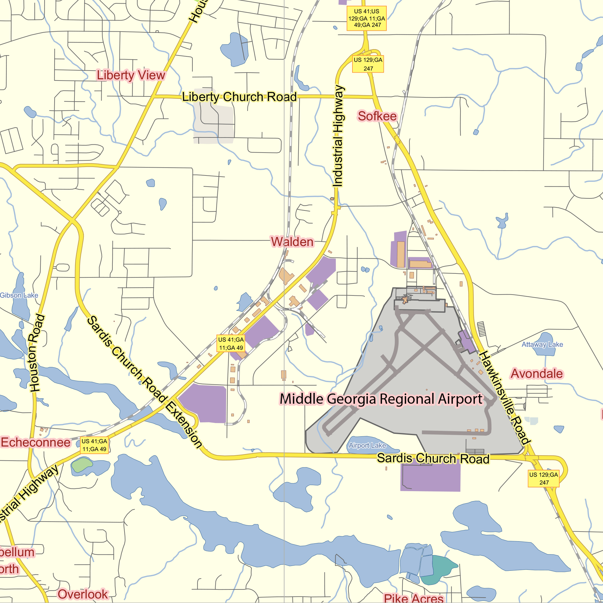 Macon Georgia US printable editable layered PDF Vector Map – Maps in ...