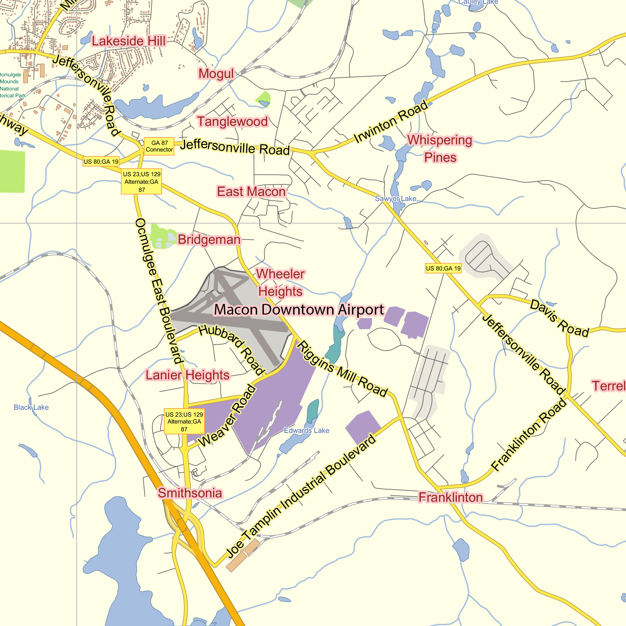 Macon Georgia US printable editable layered PDF Vector Map – Maps in ...