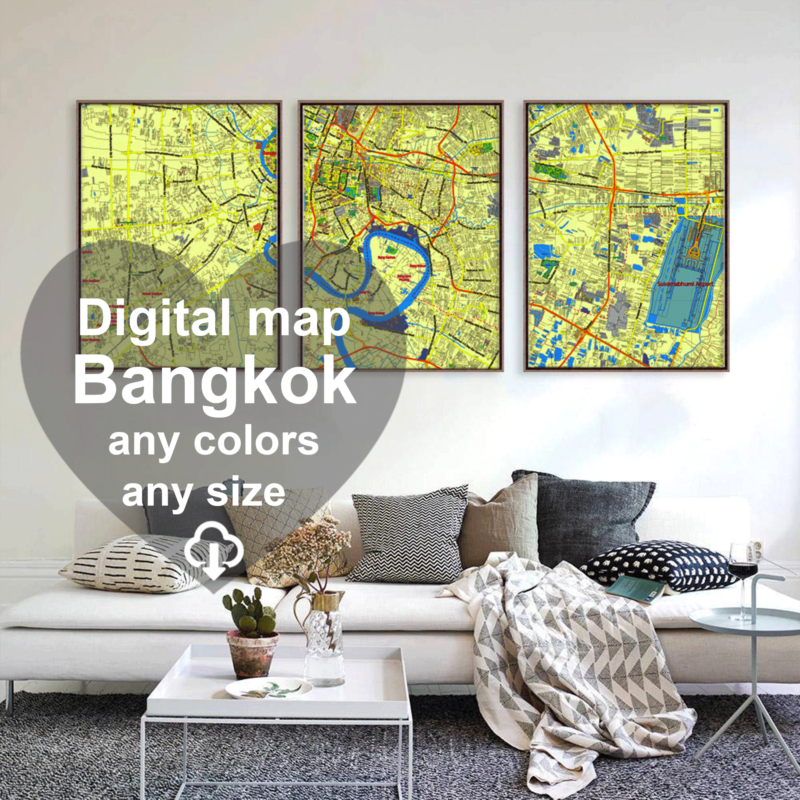 Bangkok Thailand printable editable layered PDF Vector Map – Maps in ...