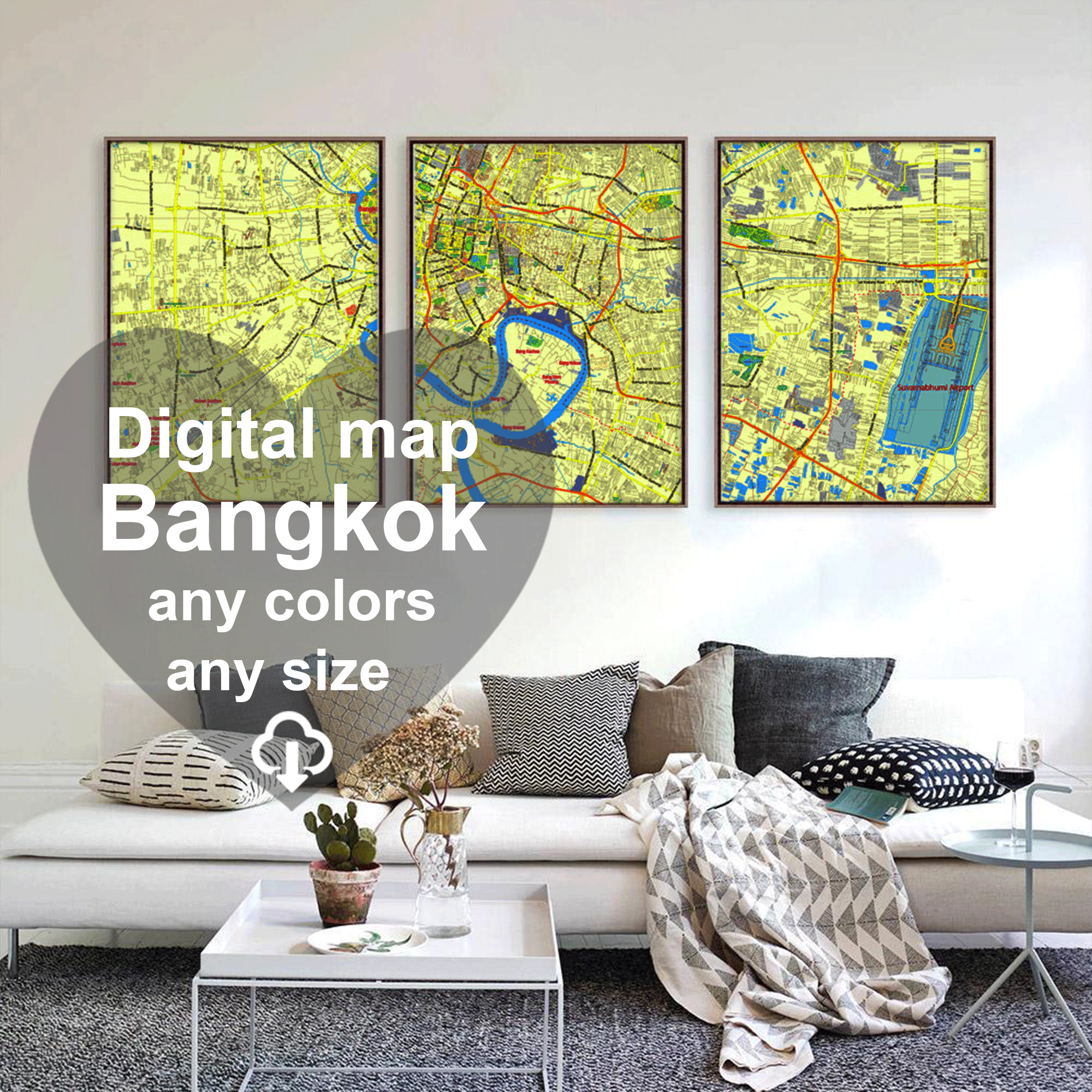Bangkok Thailand printable editable layered PDF Vector Map – Maps in ...