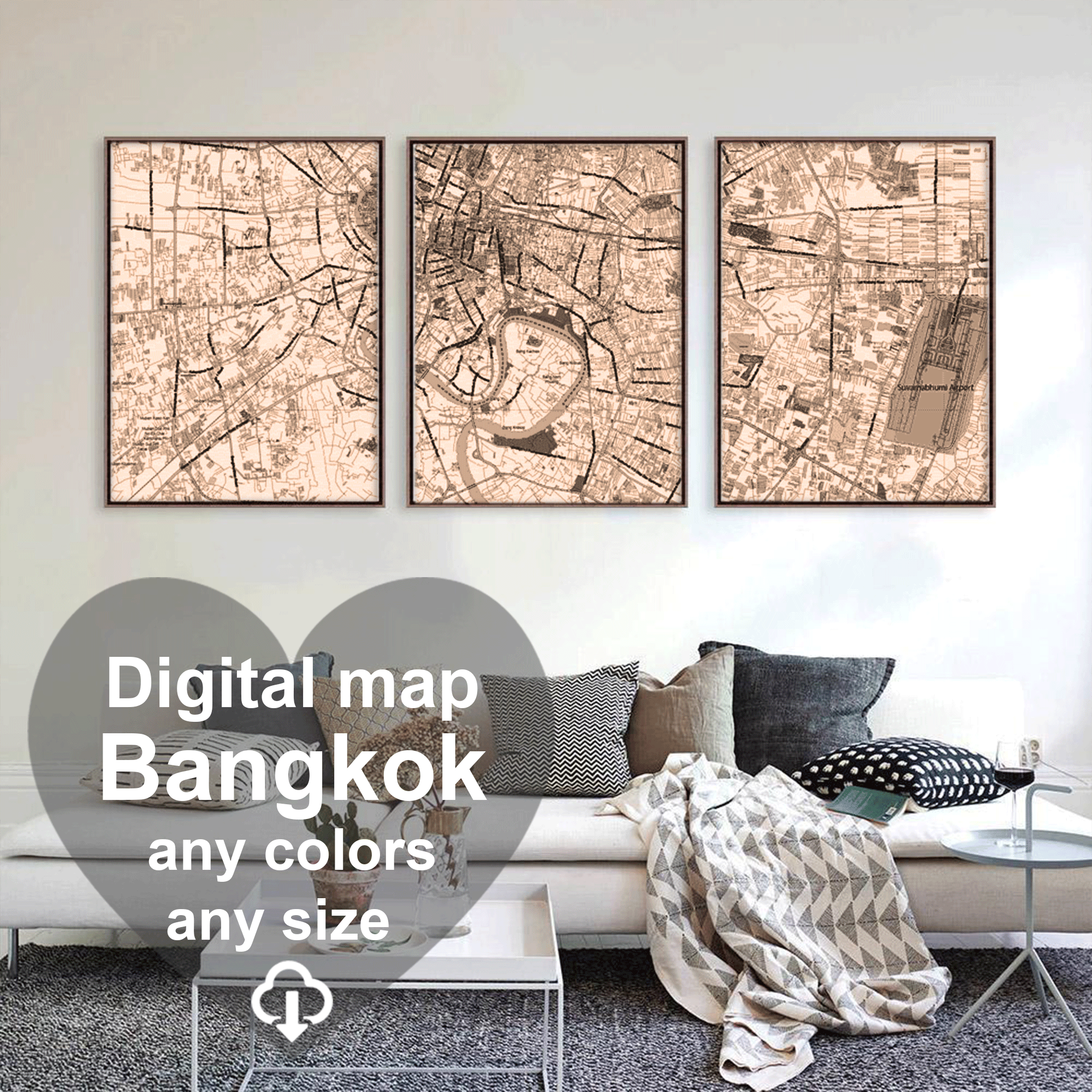 Bangkok Thailand printable editable layered PDF Vector Map