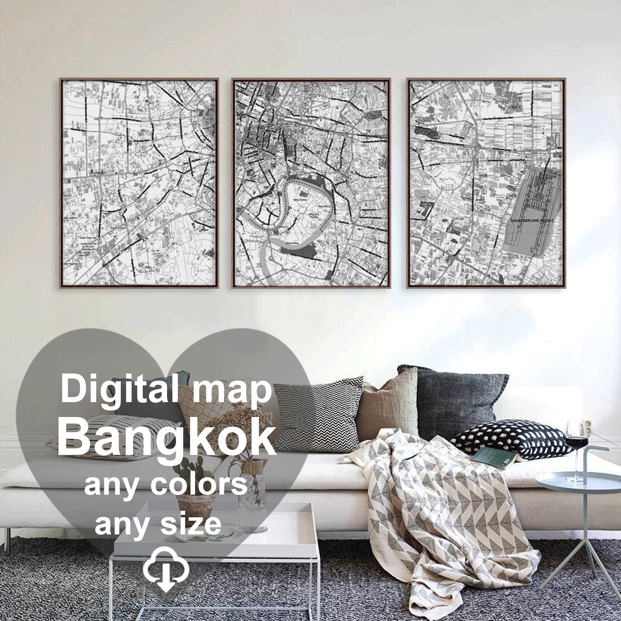 Bangkok Thailand printable editable layered PDF Vector Map