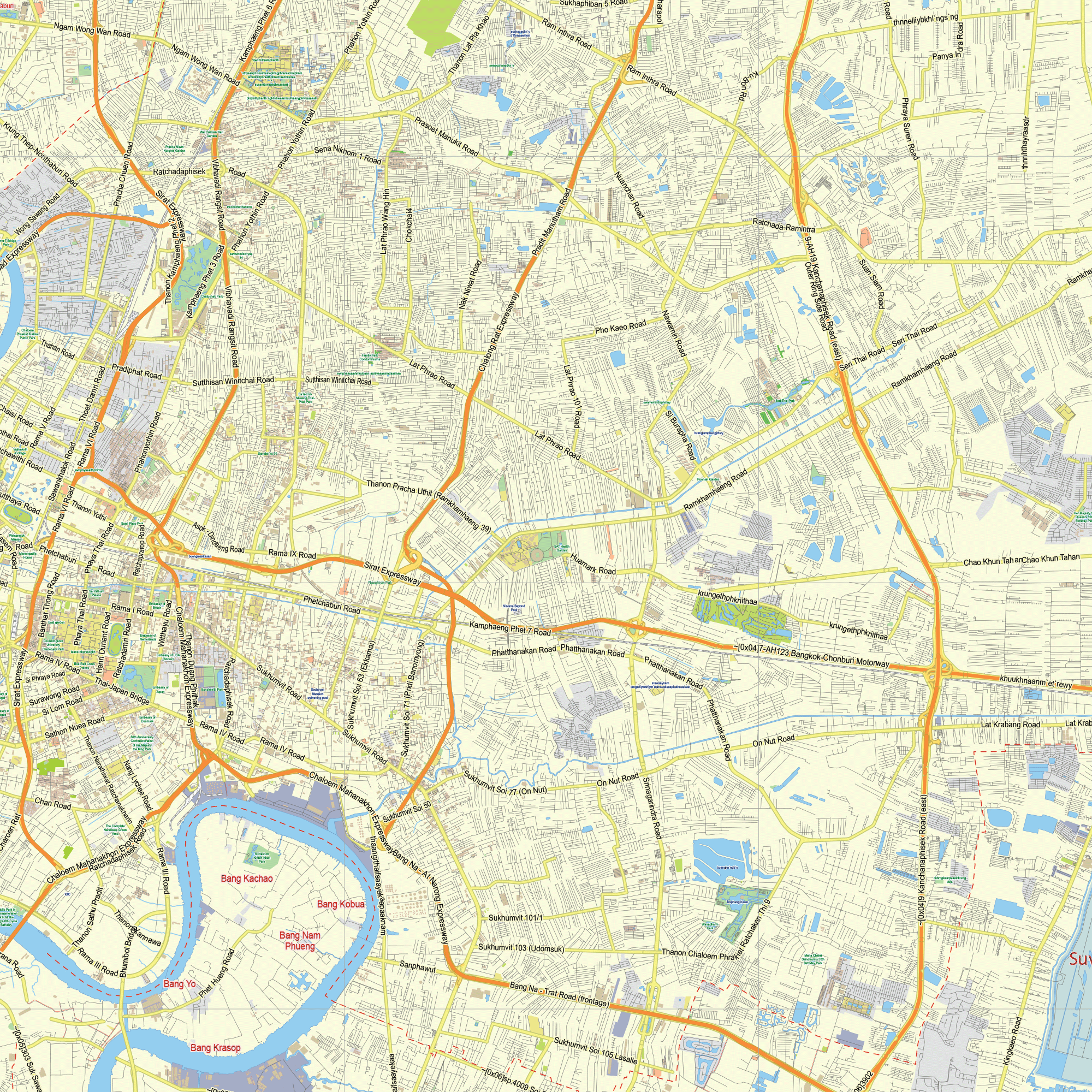 Bangkok Thailand printable editable layered PDF Vector Map – Maps in ...