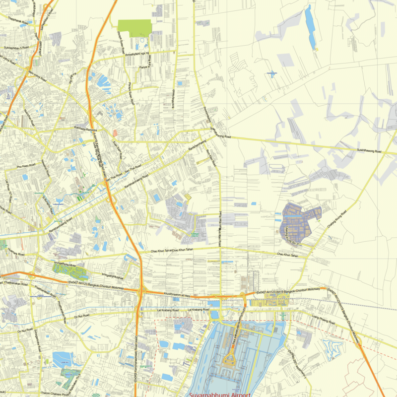 Bangkok Thailand printable editable layered PDF Vector Map – Maps in ...