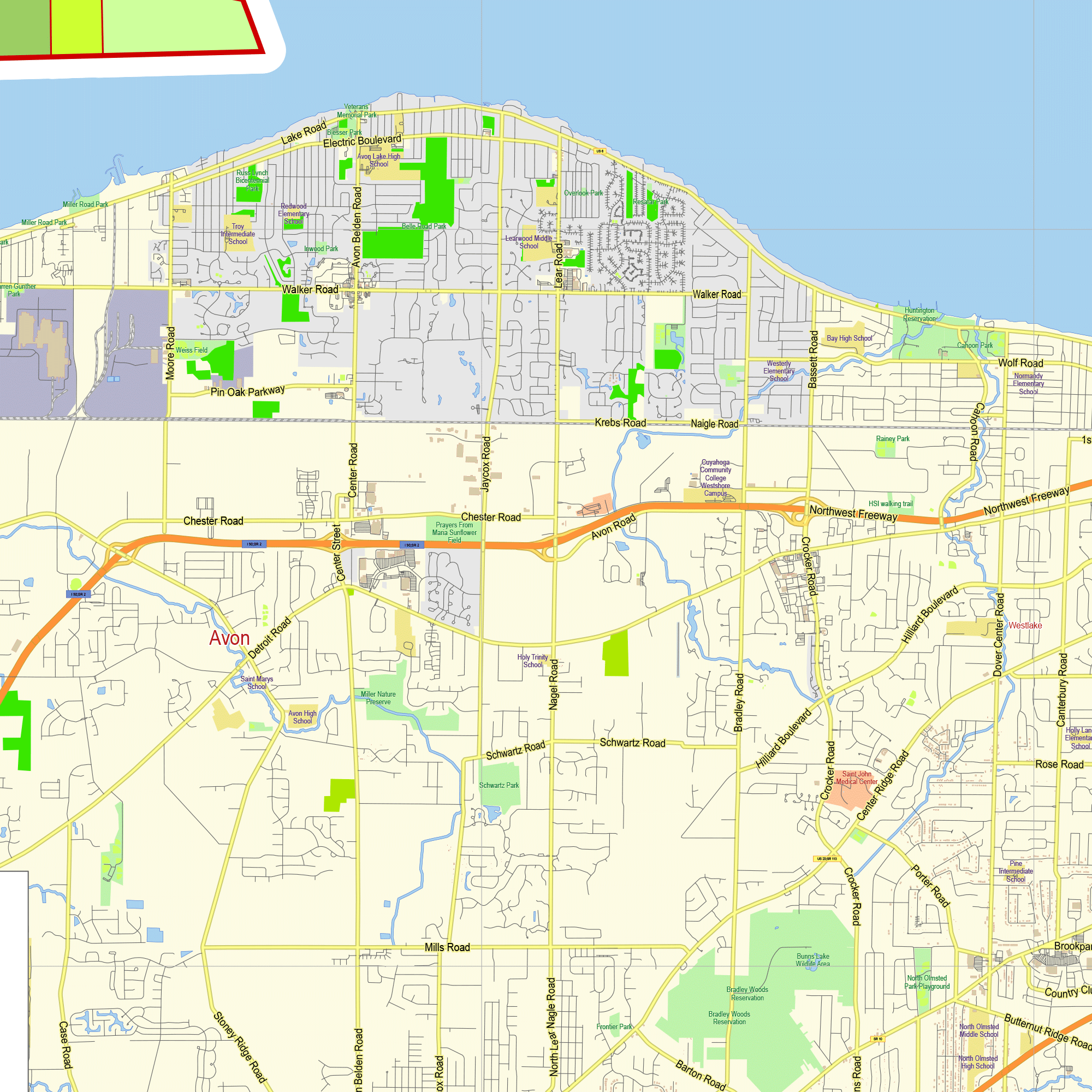 Cleveland Ohio US printable editable layered PDF Vector Map – Maps in ...