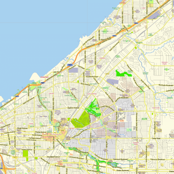Cleveland Ohio US printable editable layered PDF Vector Map – Maps in ...