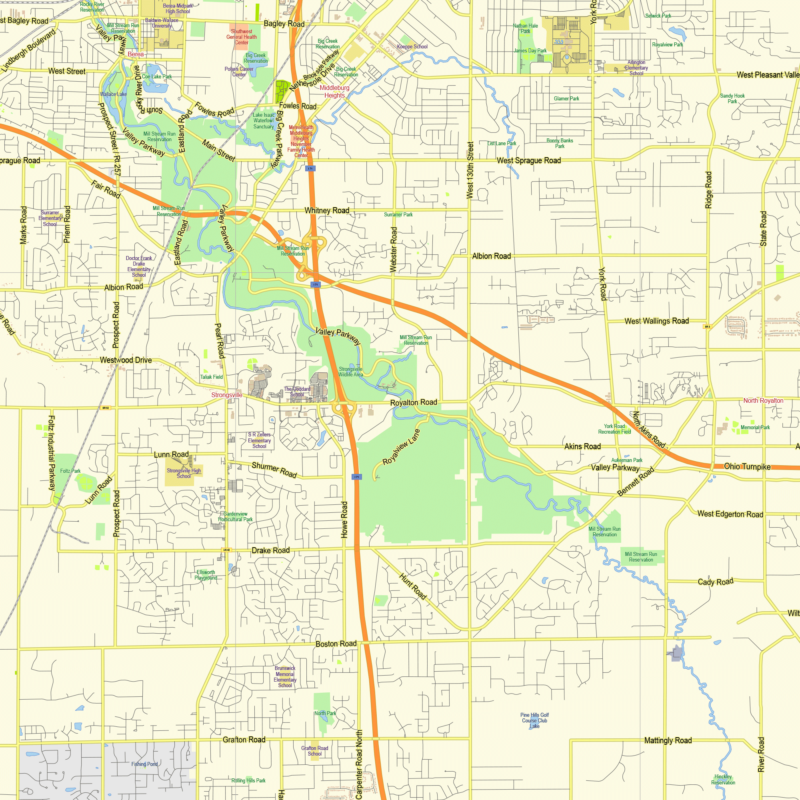 Cleveland Ohio US printable editable layered PDF Vector Map – Maps in ...
