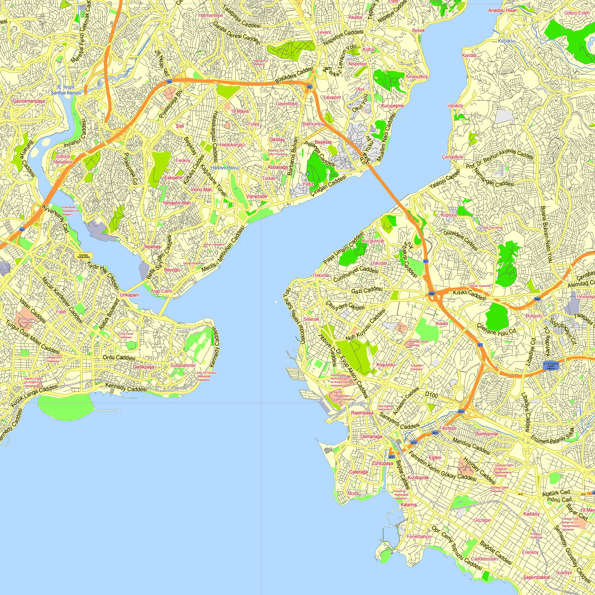 Istanbul Turkey printable editable layered PDF Vector Map – Maps in ...